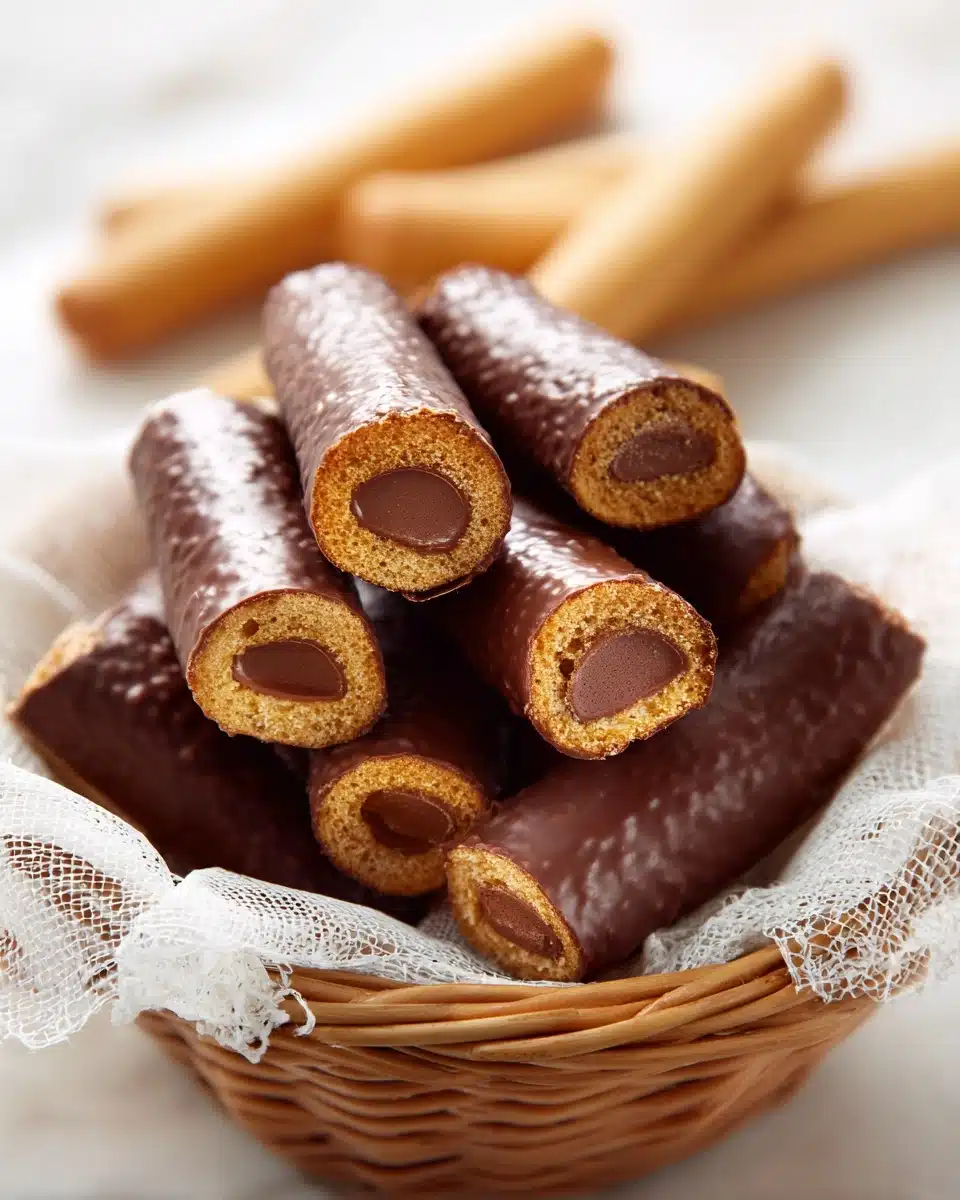 Chocolate Cigar Cookies: Crispy No Bake Indulgence