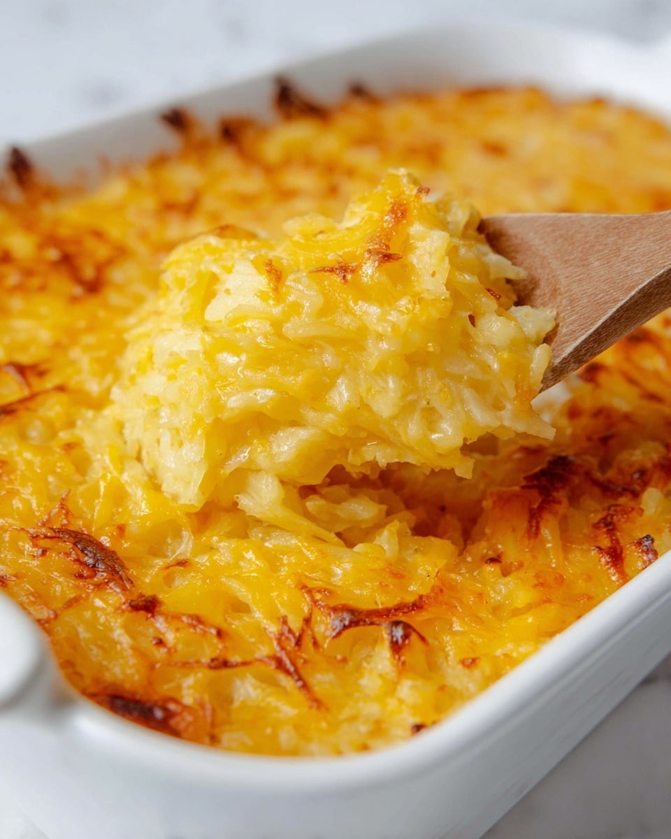 Cheesy Hashbrown Casserole with Crunchy Cornflake Topping