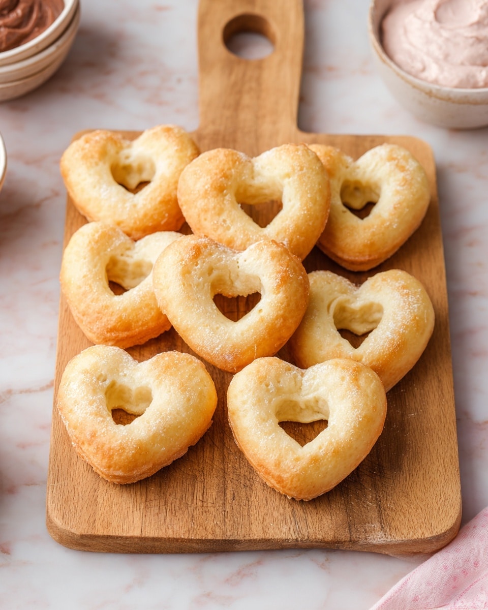 Air Fryer Heart-Shaped Biscuit Donuts with Strawberry & Chocolate