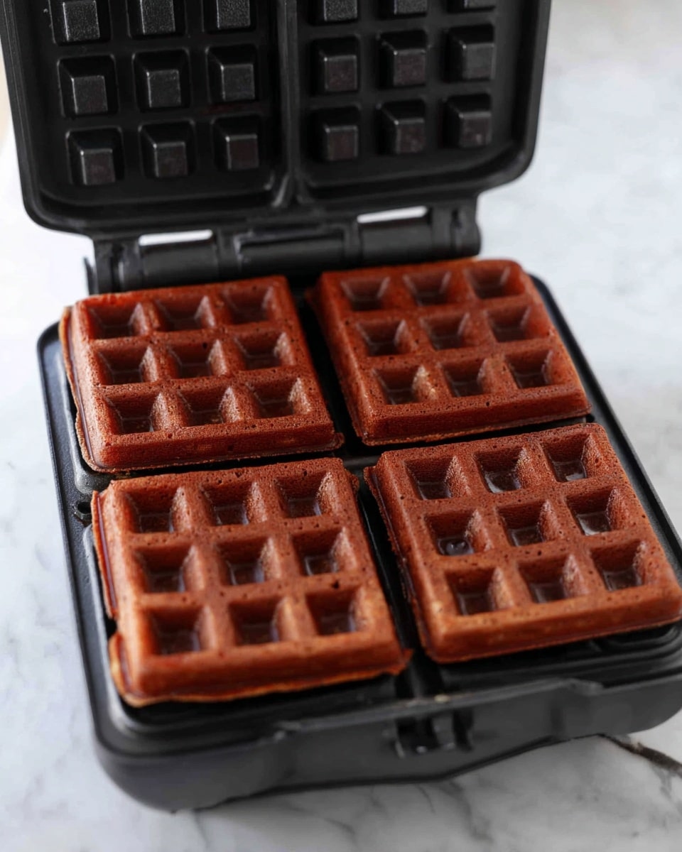 Red Velvet Waffles with Cream Cheese Drizzle - Irresistible Brunch Idea