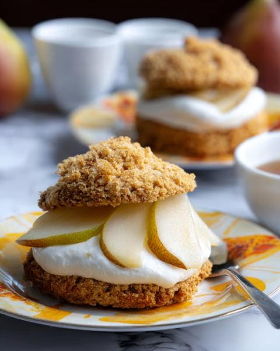 Crystallized Ginger Scones with Sake-Poached Asian Pears