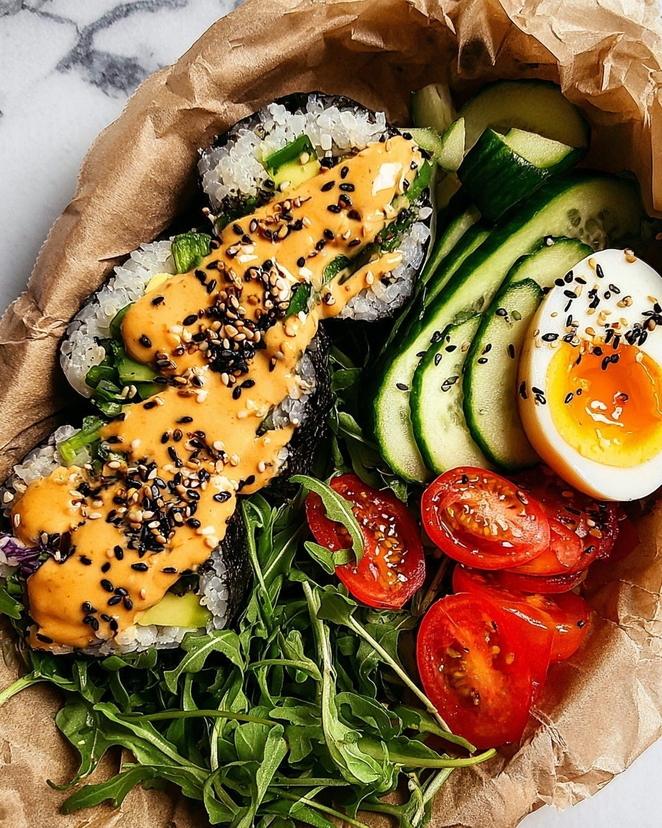 Onigirazu – Japanese Sushi Rice Sandwich with Fresh Veggies & Spicy Mayo